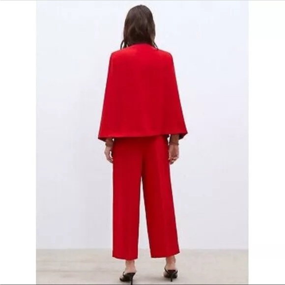 Zara | Jackets & Coats | Zara Cape Blazer Jacket W Slits Bloggers Red ...